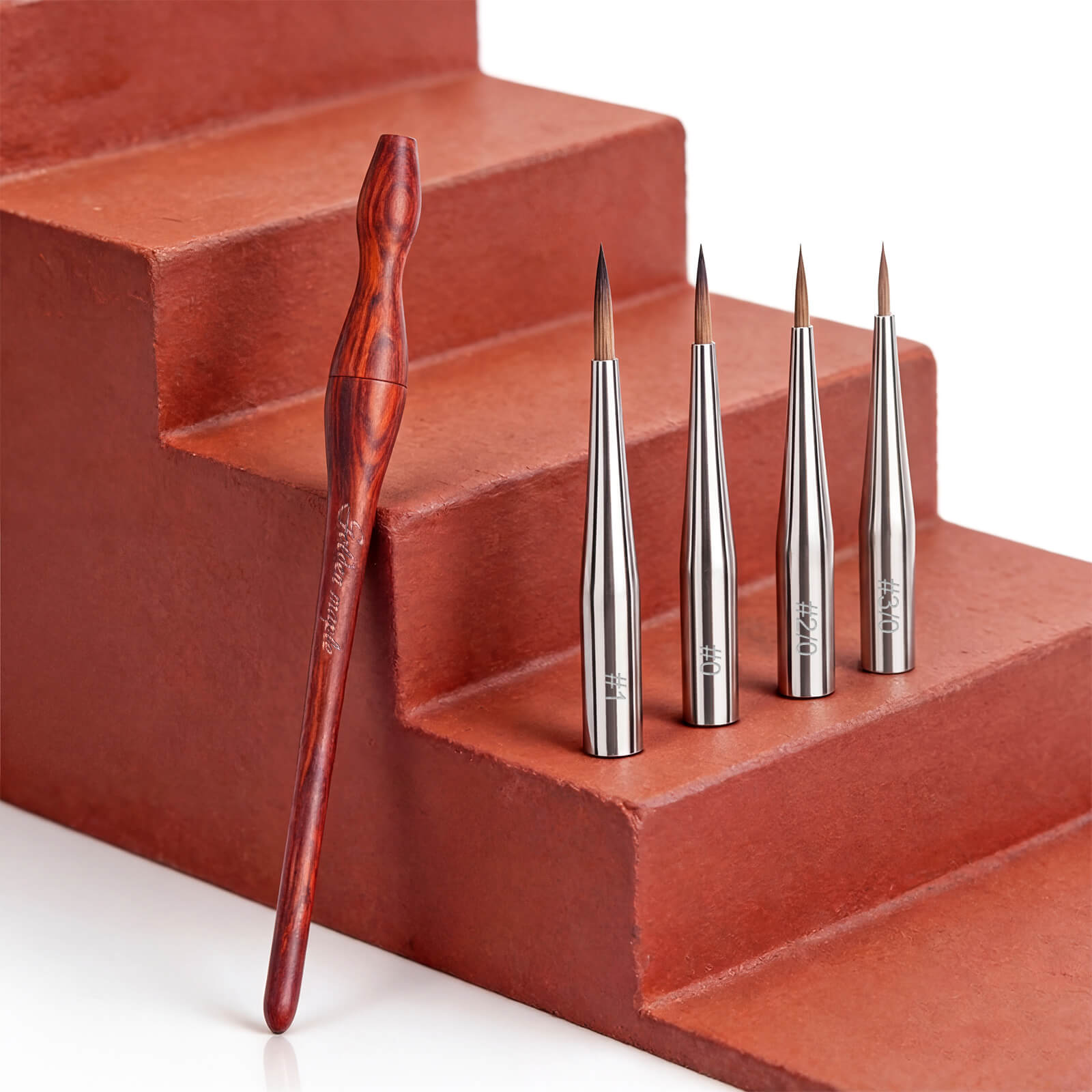 4 Replaceable Brush Heads | Kolinsky Sable Brush with Rosewood Handles ...